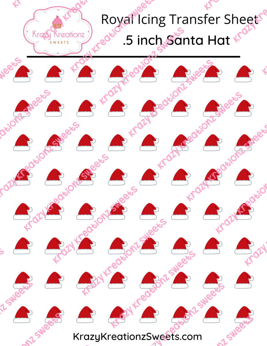 .5 inch Santa Hat | Download royal icing transfer sheets instantly ...